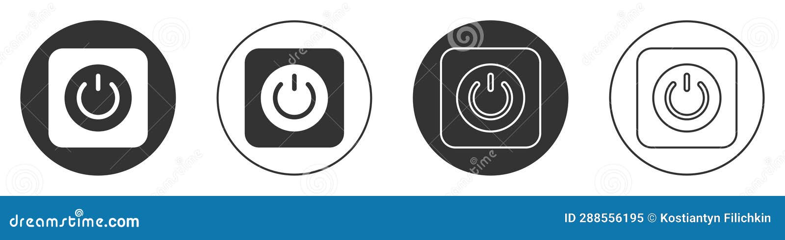 Black Power Button Icon Isolated on White Background. Start Sign ...