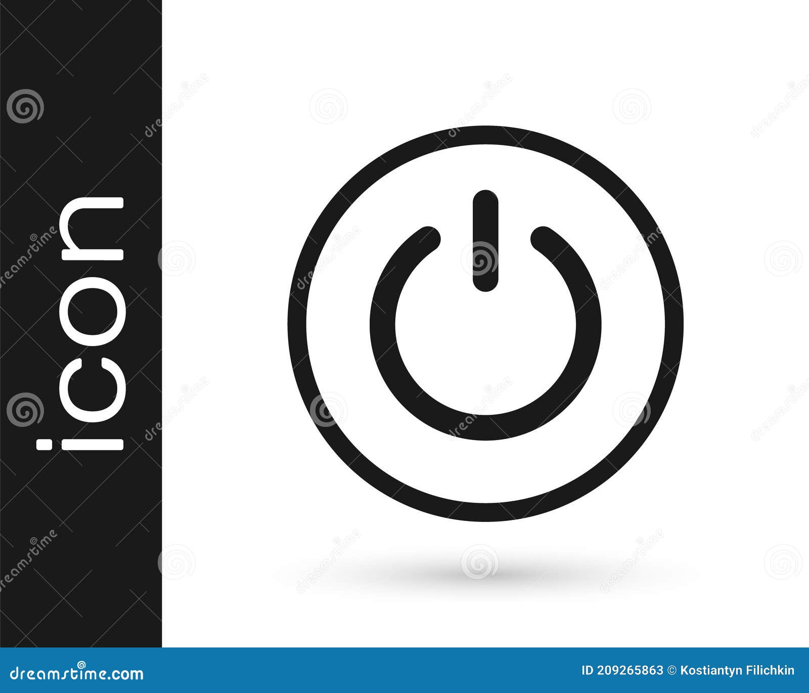 Black Power Button Icon Isolated on White Background. Start Sign Stock ...