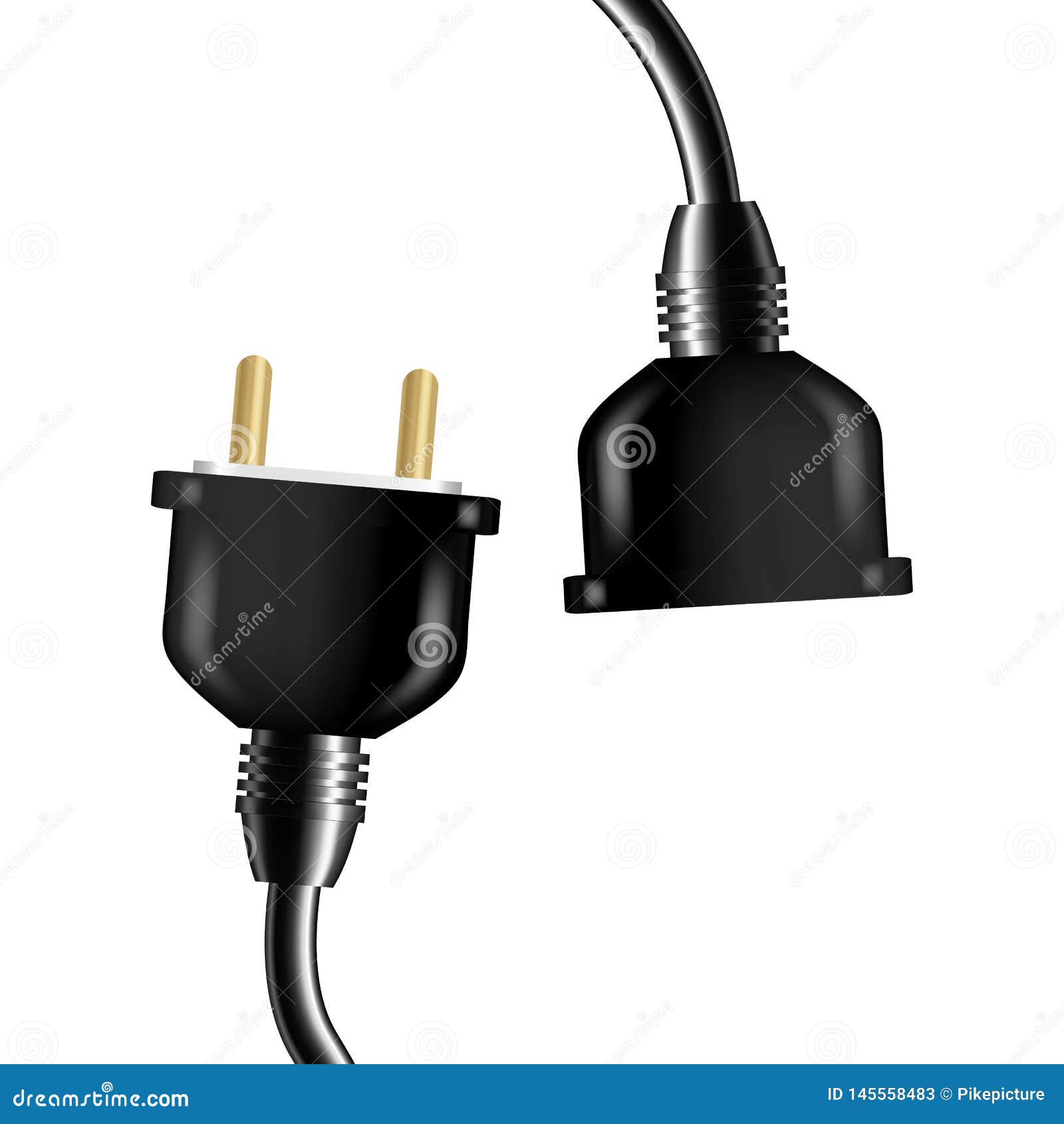 Black Power Cable with Plug and Socket Vector Stock Vector ...