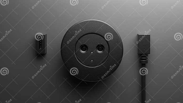 Black Power Cable and Socket Isolated on White Background Stock ...