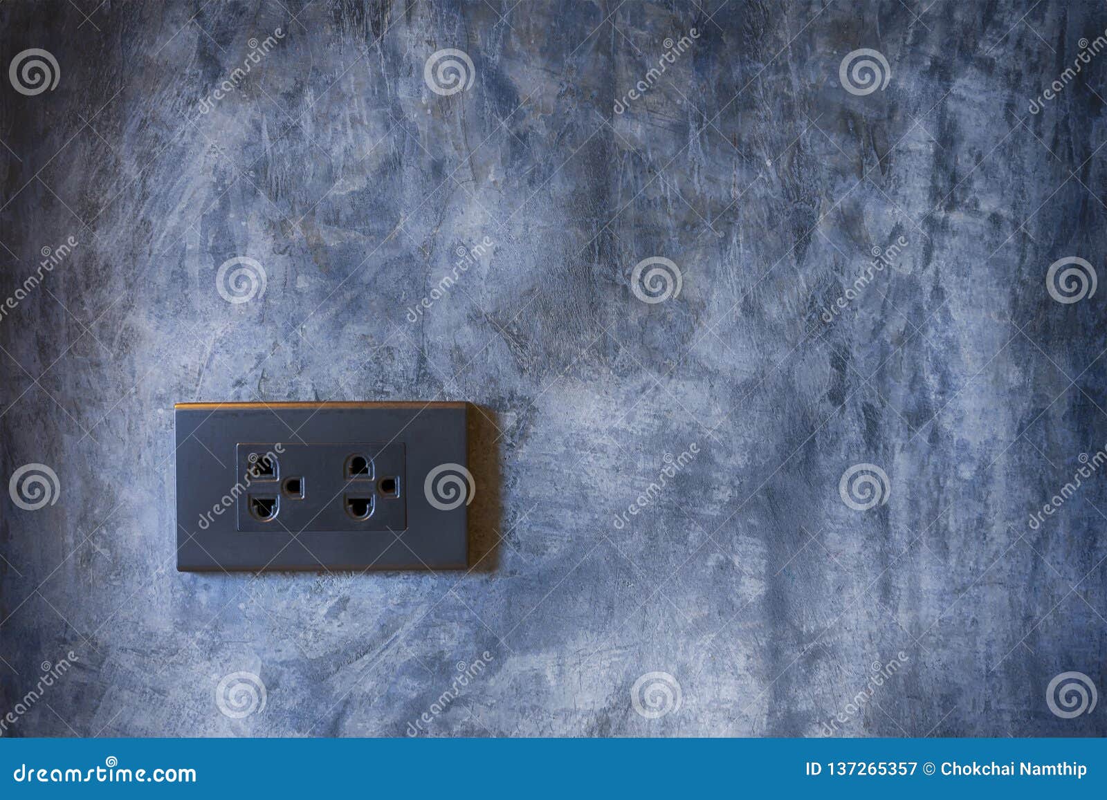 Black Power Outlet with Cement Wall Background Stock Image - Image of ...
