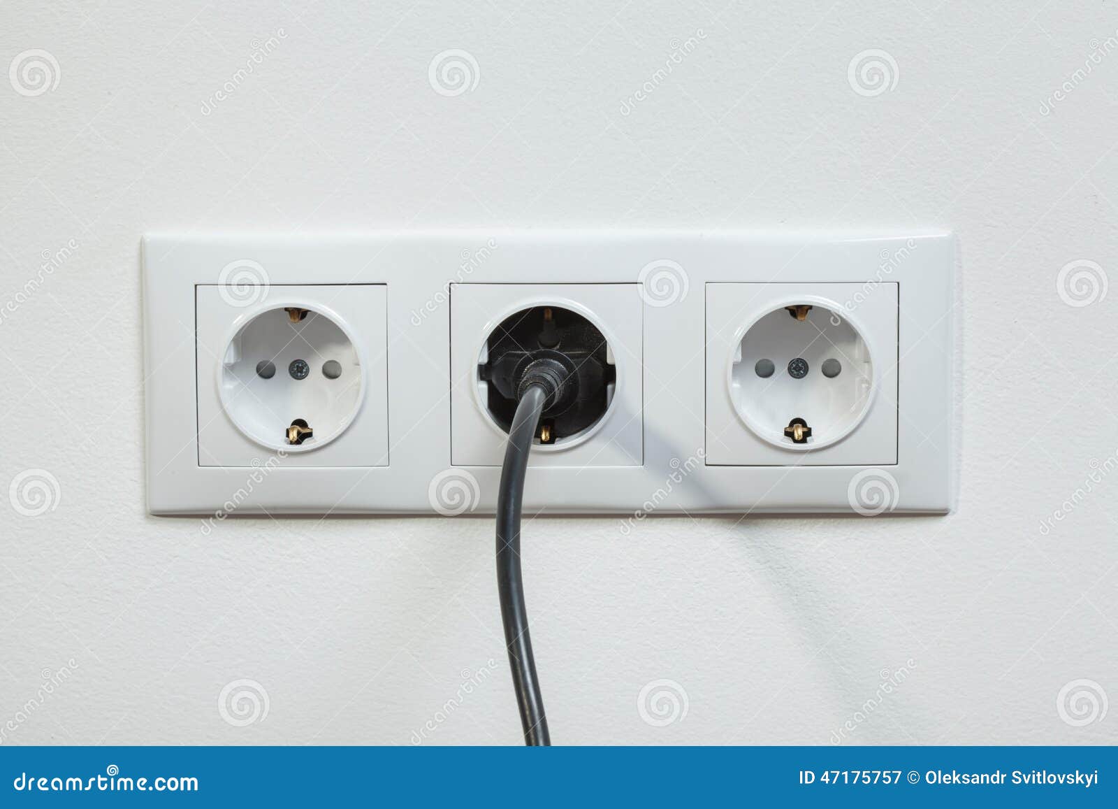 Black Power Plug Plugged in a Electric Socket Stock Image - Image of ...