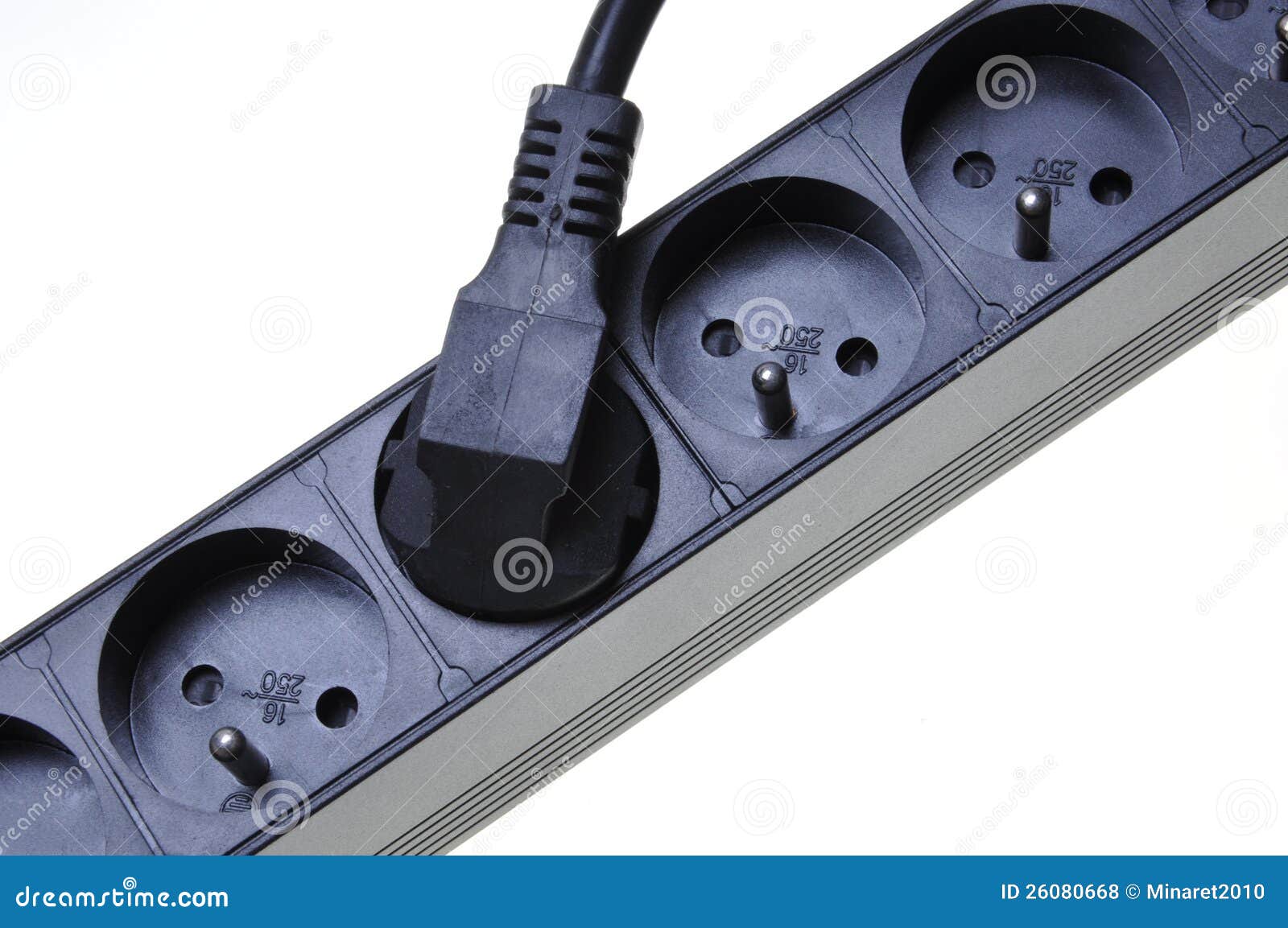 Black Power Strip with Plug and Cord Stock Photo - Image of circuit ...