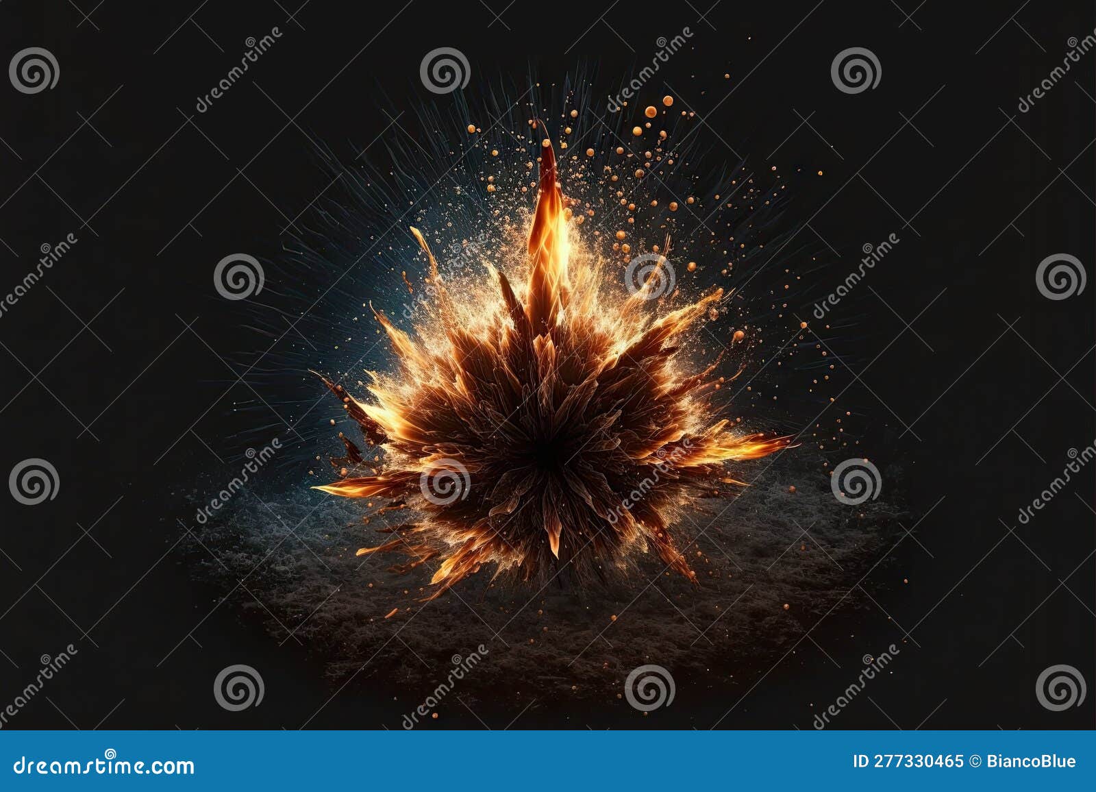 Black Powerful Bomb Fire Spreading Center in Circle Shape of Big Bang ...