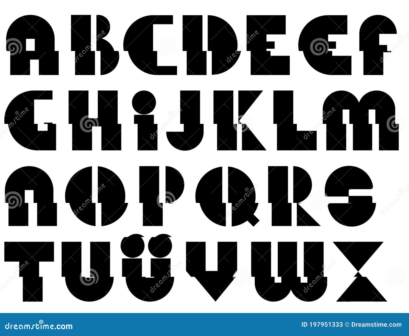 Black Font Offset of the Alphabet Horizontally. Stock Image - Image of ...