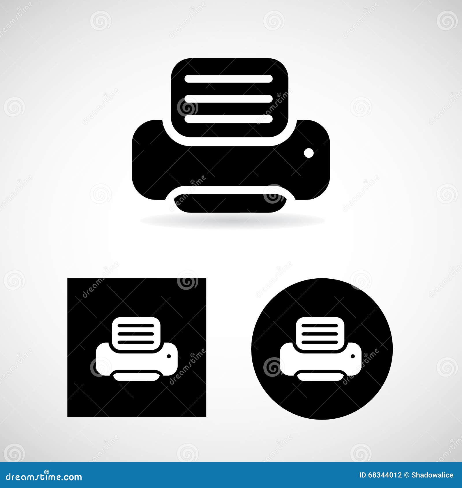 The Black Printer Icon Set Great for Any Use. Vector EPS10. Stock ...