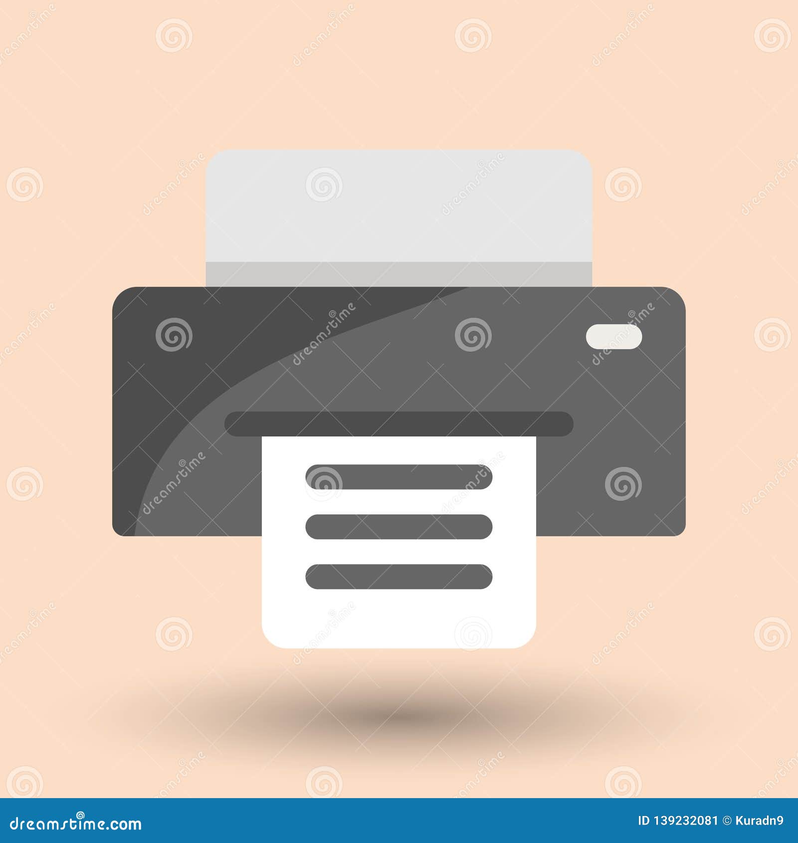 Black Printer Vector Illustration Icon in Flat Design Stock Vector ...