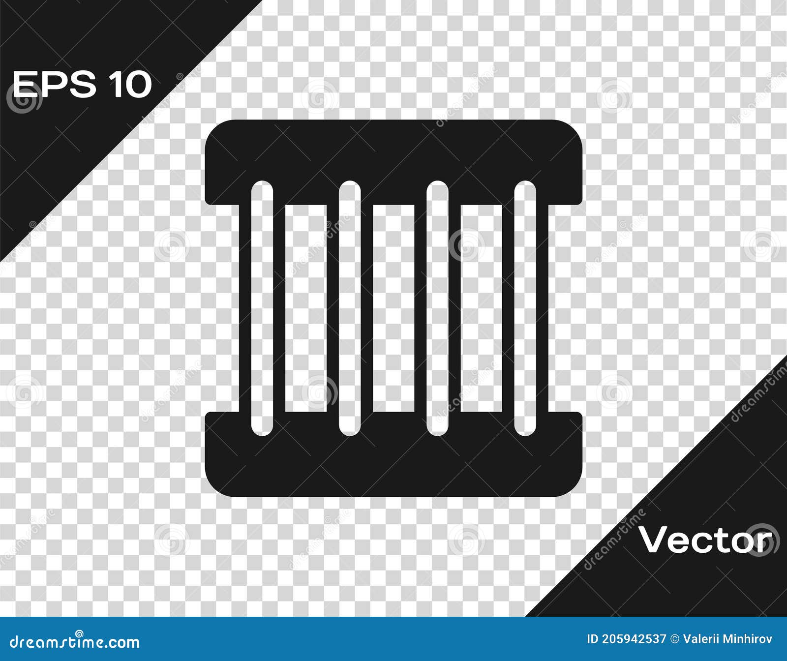 Black Prison Window Icon Isolated On White Background. Set Icons ...