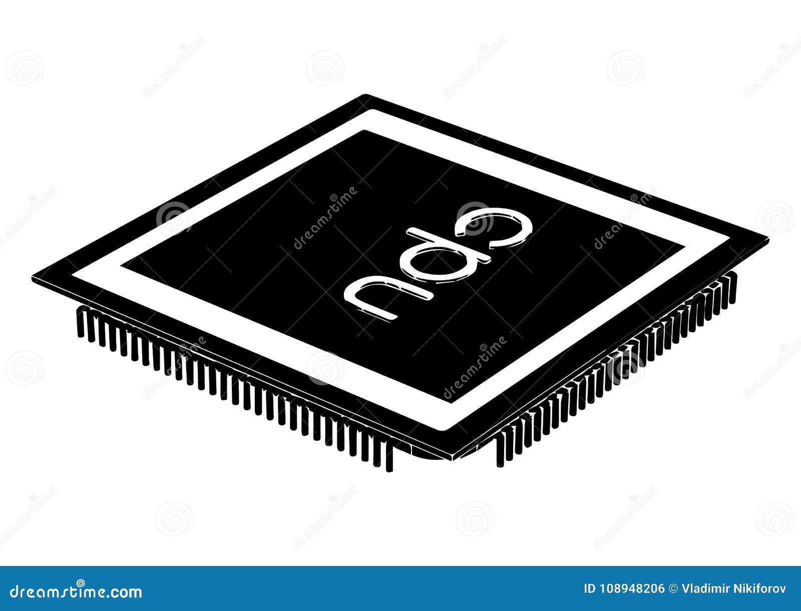 Black Processor on a White Background Stock Vector - Illustration of ...