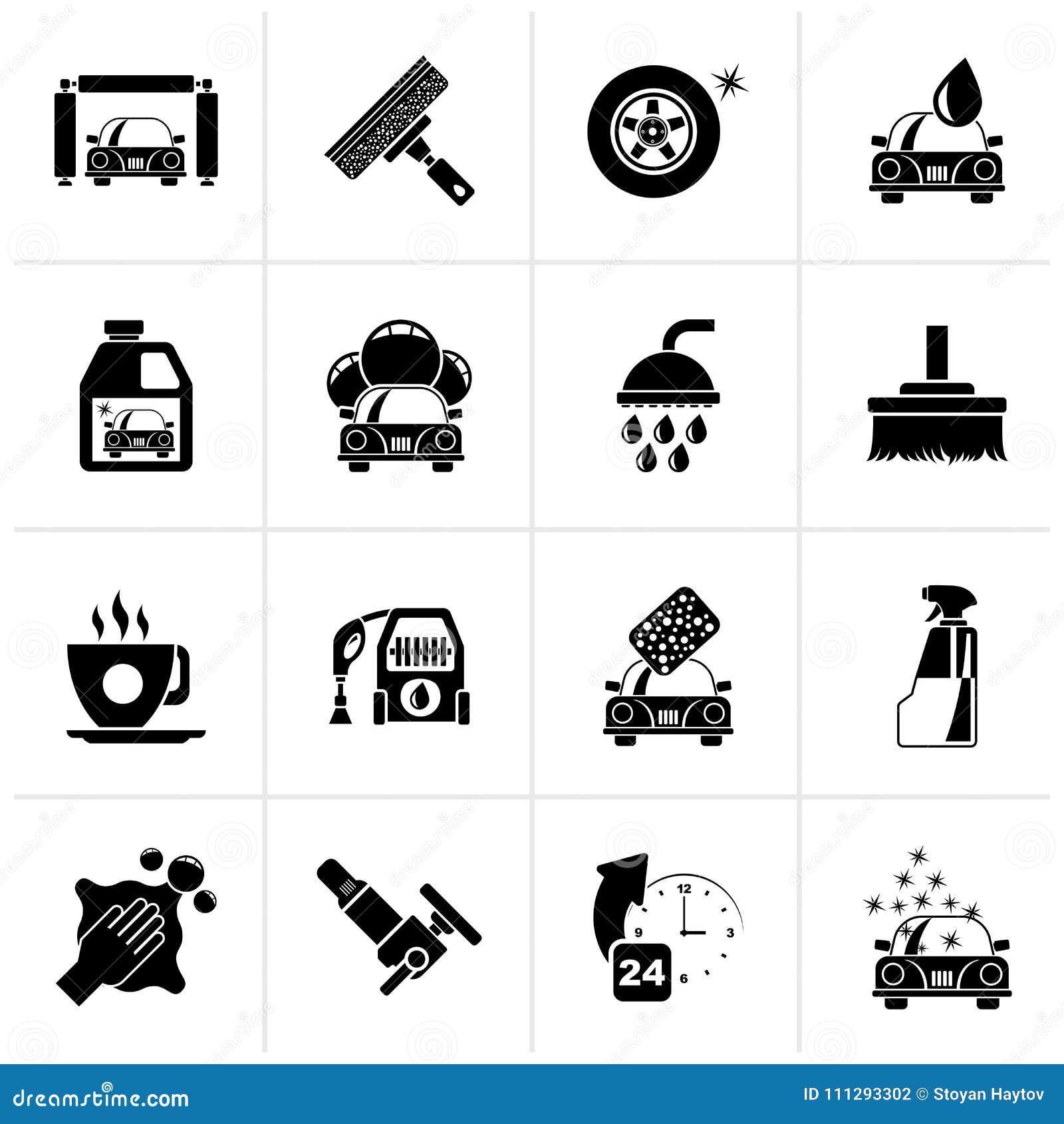 Black Professional Car Wash Objects and Icon Stock Vector ...