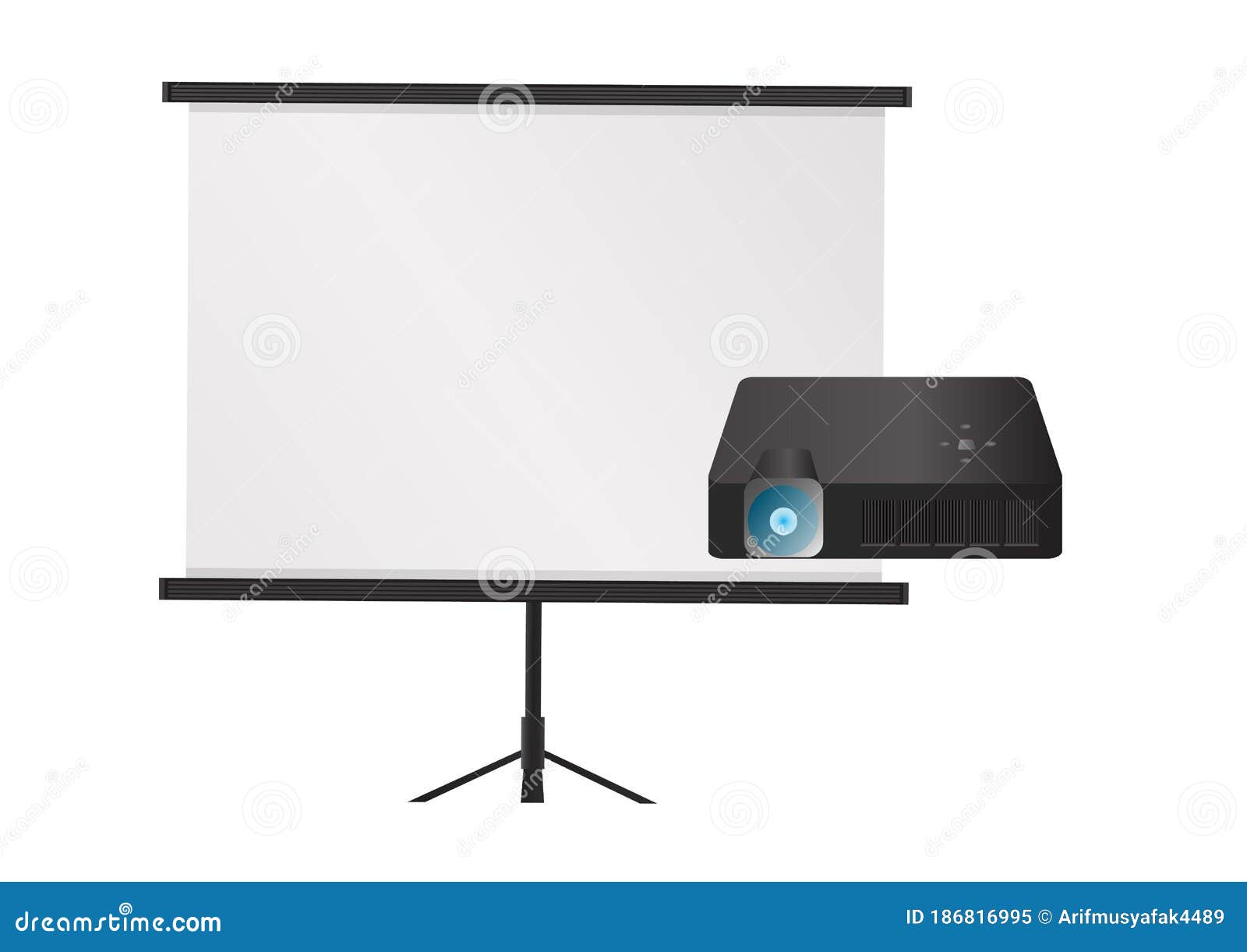Black Projector and the White Screen Stock Vector - Illustration of ...