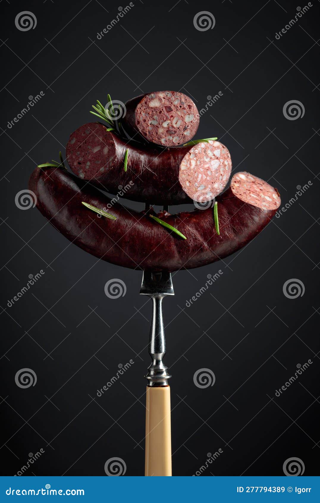 Black Pudding or Blood Sausage with Rosemary Stock Image - Image of ...
