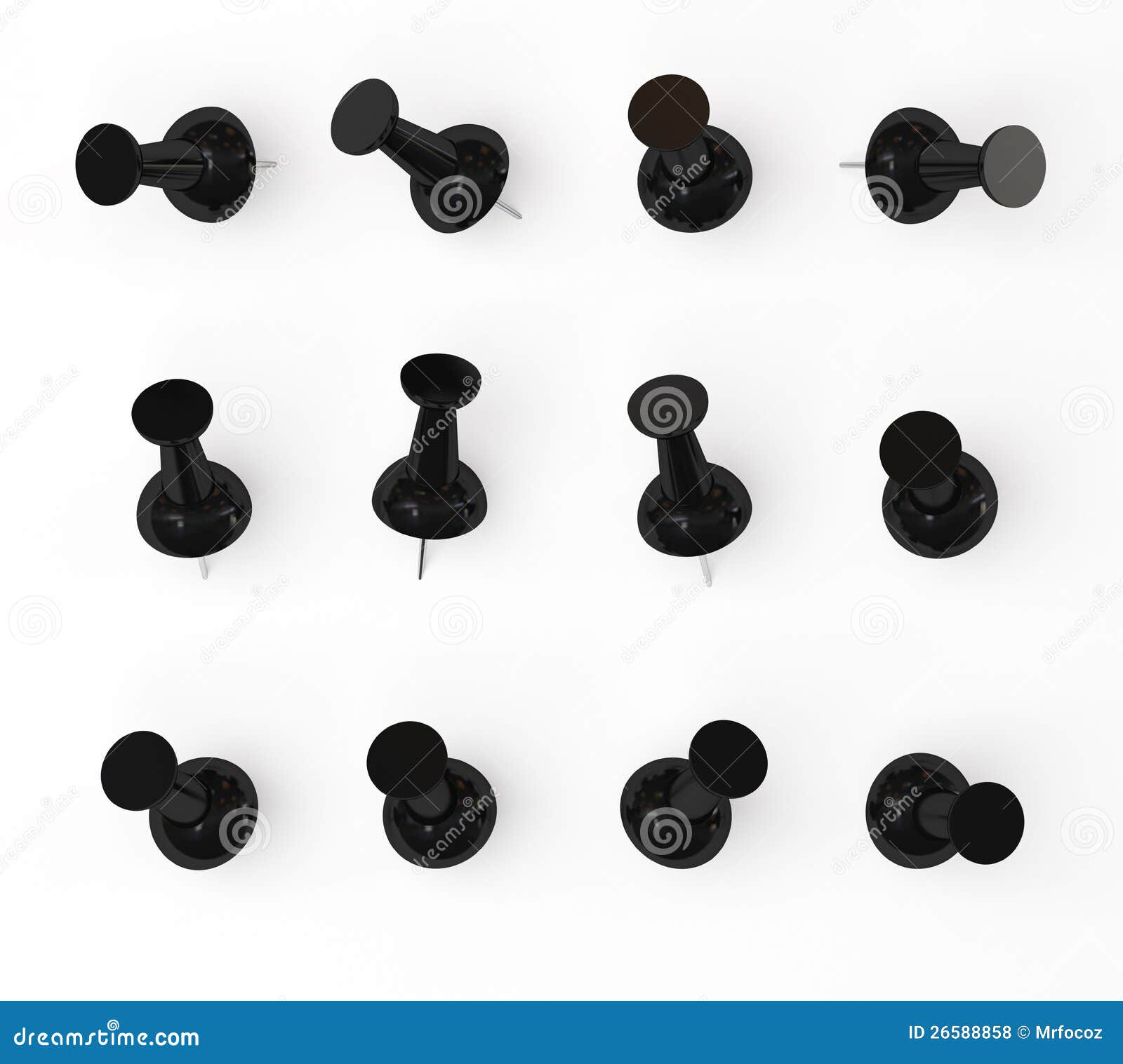 Black Push Pins stock illustration. Illustration of paper - 26588858