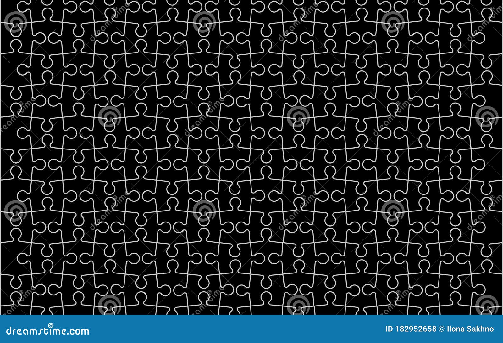 Black Puzzle. White Contour on a Black Background Stock Illustration ...