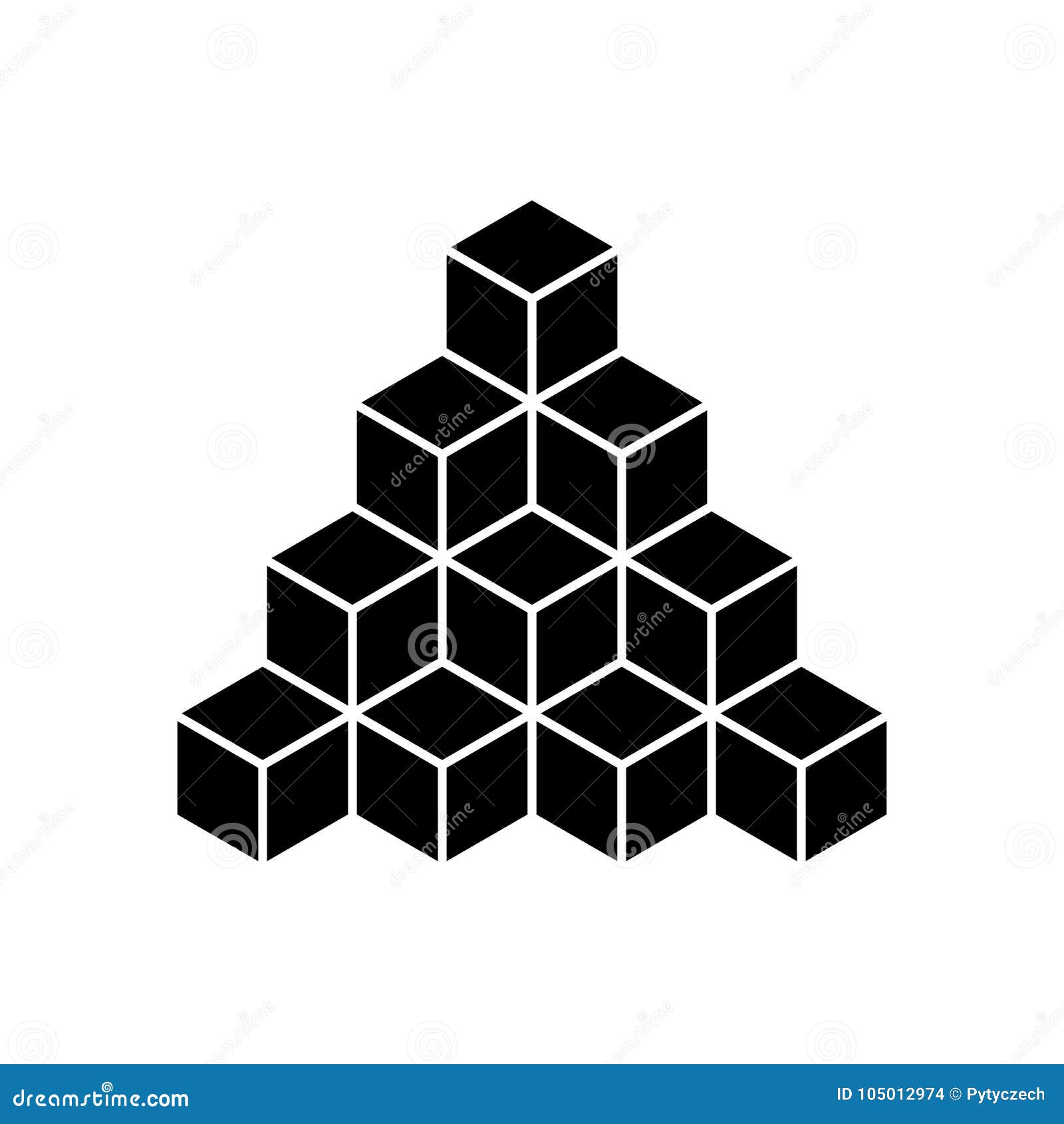 Black Pyramid Of Cubes. Flat Vector Illustration Isolated On White ...