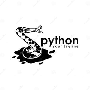 Black Python Logo Template. Black Python Monogram Stock Vector ...