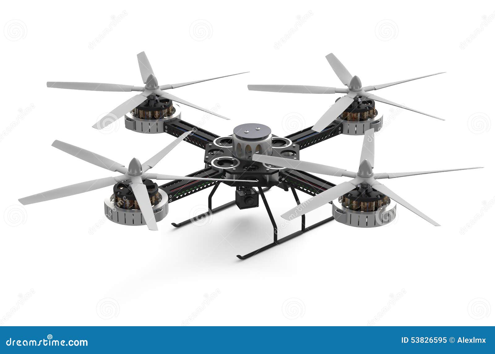 Multicopter With Camera Isolated On White Background. 3d Rendering ...