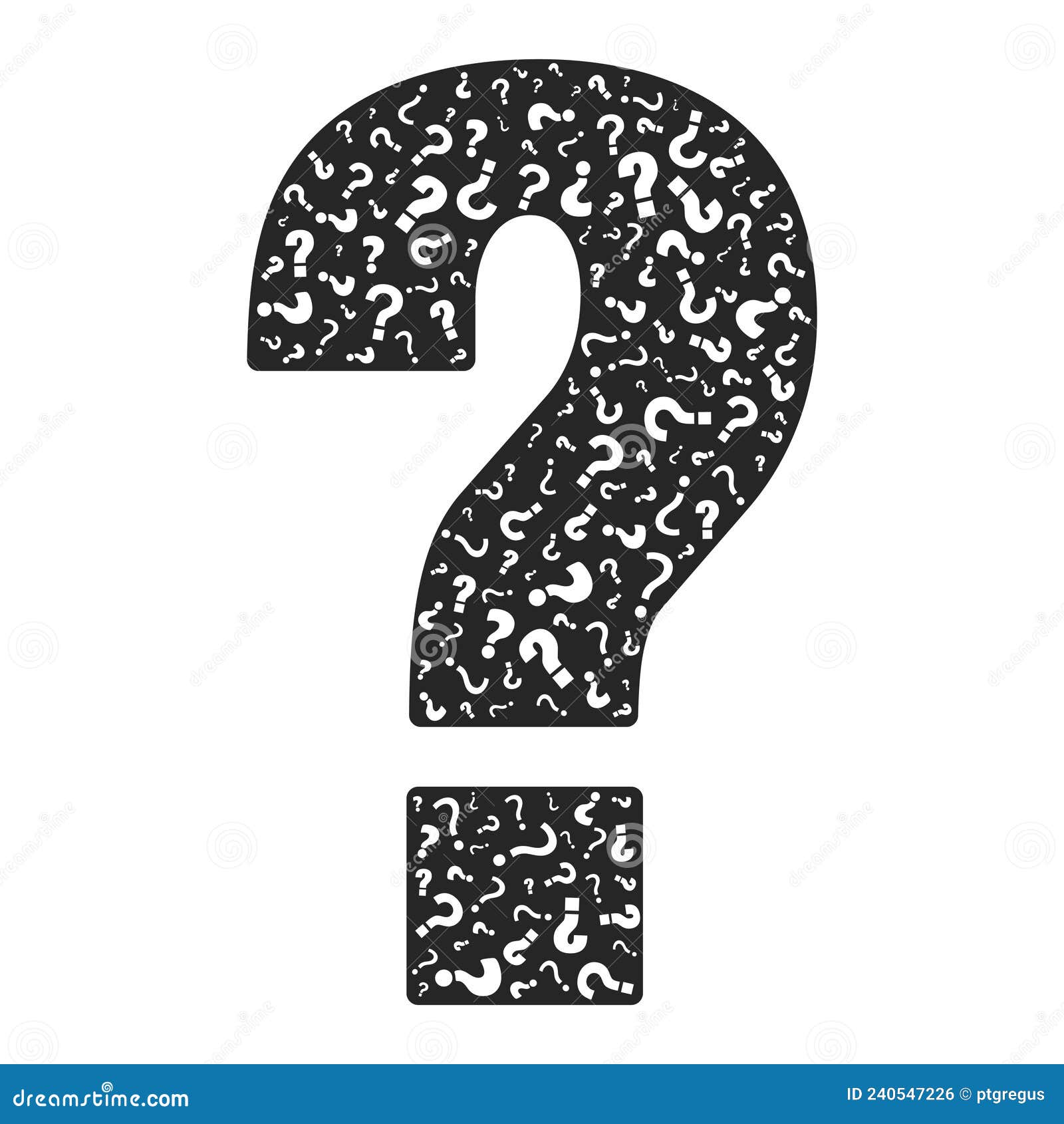 A Black Question Mark is Filled with a Bunch of Random Small White ...
