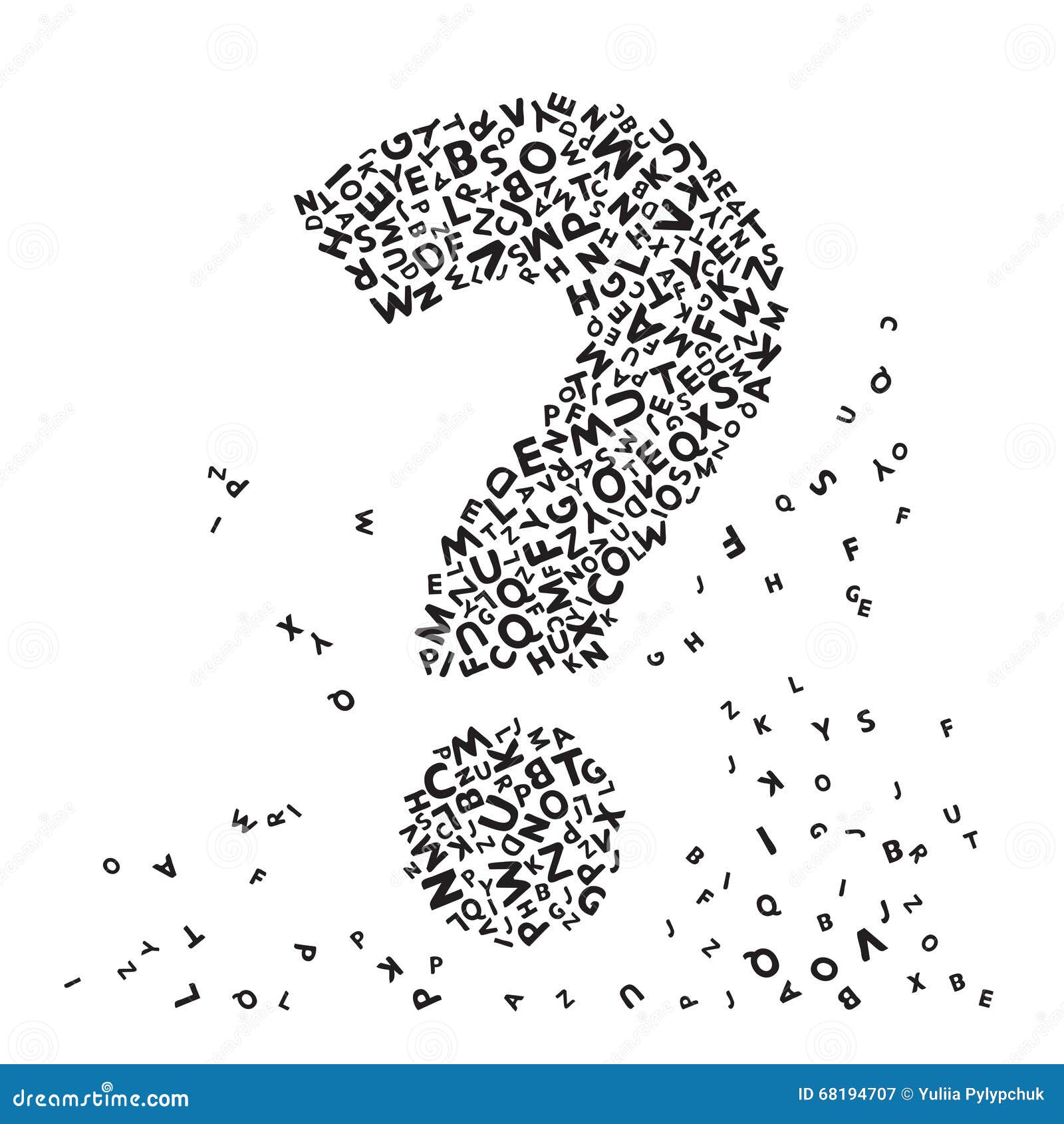 Black Question Mark from Letters Stock Vector - Illustration of black ...