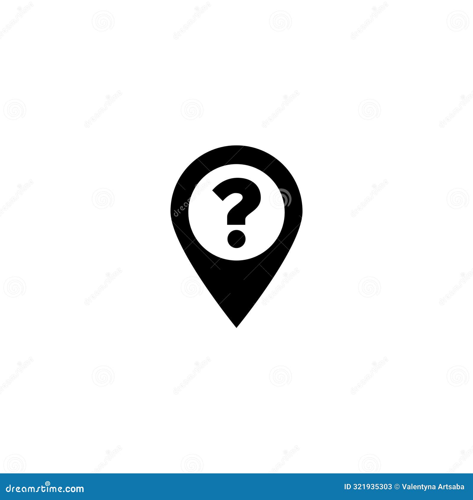 Black Question Mark in a Map Pin Icon, Symbolizing Inquiry or Search ...