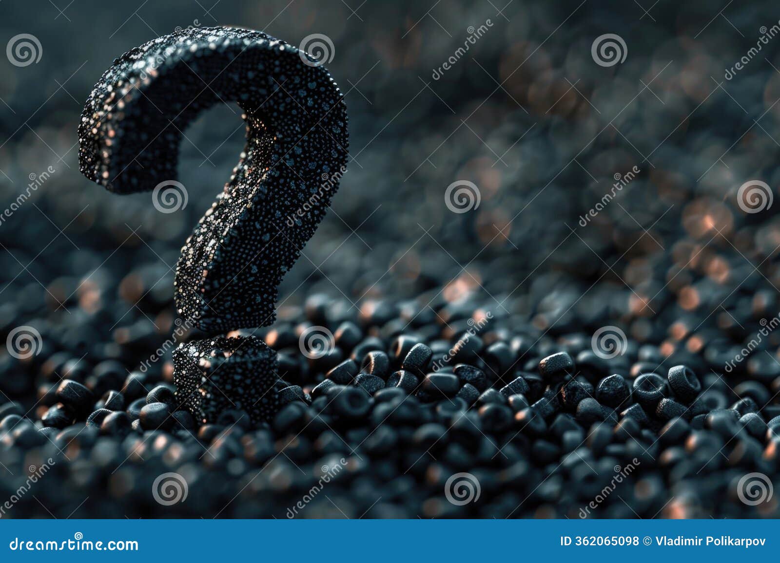 Black Question Mark on a Pile of Black Pebbles, Suitable for Mystery or ...