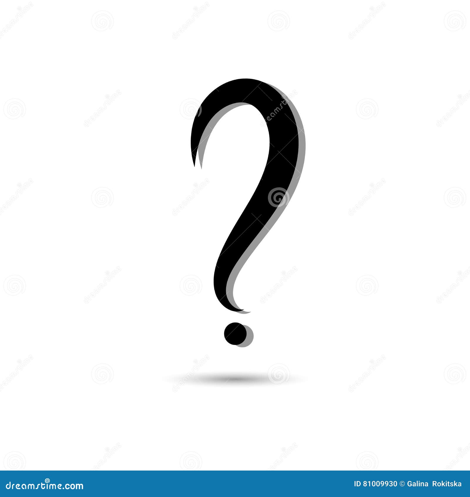 Black Question Mark Sign Icon with Shadow, Illustration. Flat Design ...