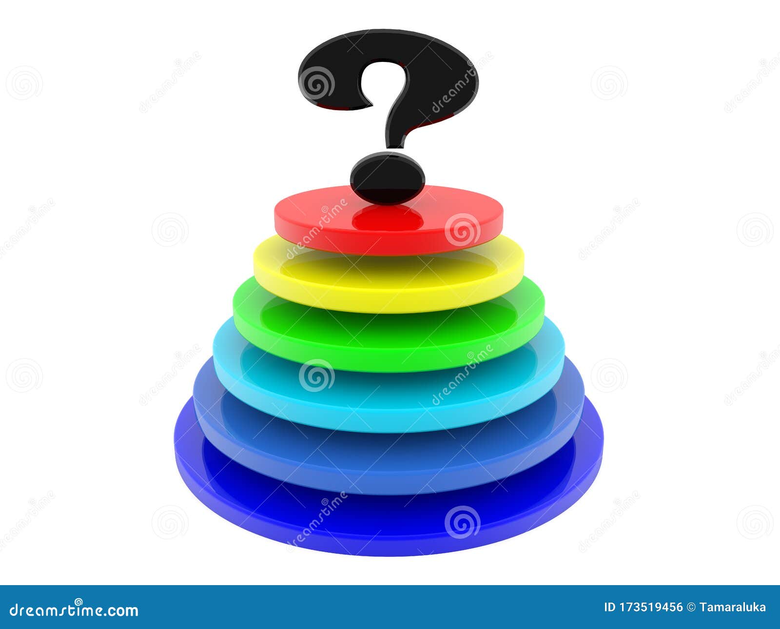 Black Question Mark at the Top of Colored Pyramid Stock Illustration ...