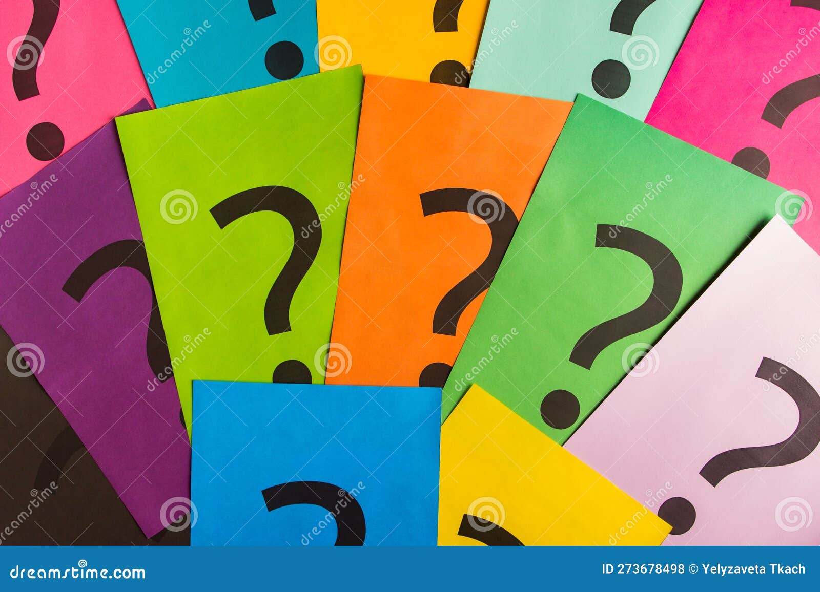 Black Question Marks on the Colored Papers Stock Photo - Image of marks ...