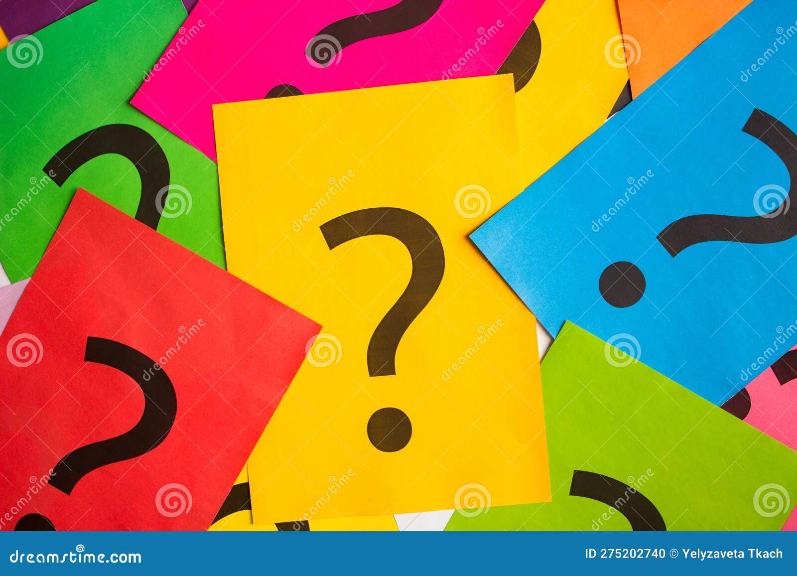 Black Question Marks on the Colored Papers Stock Photo - Image of ...