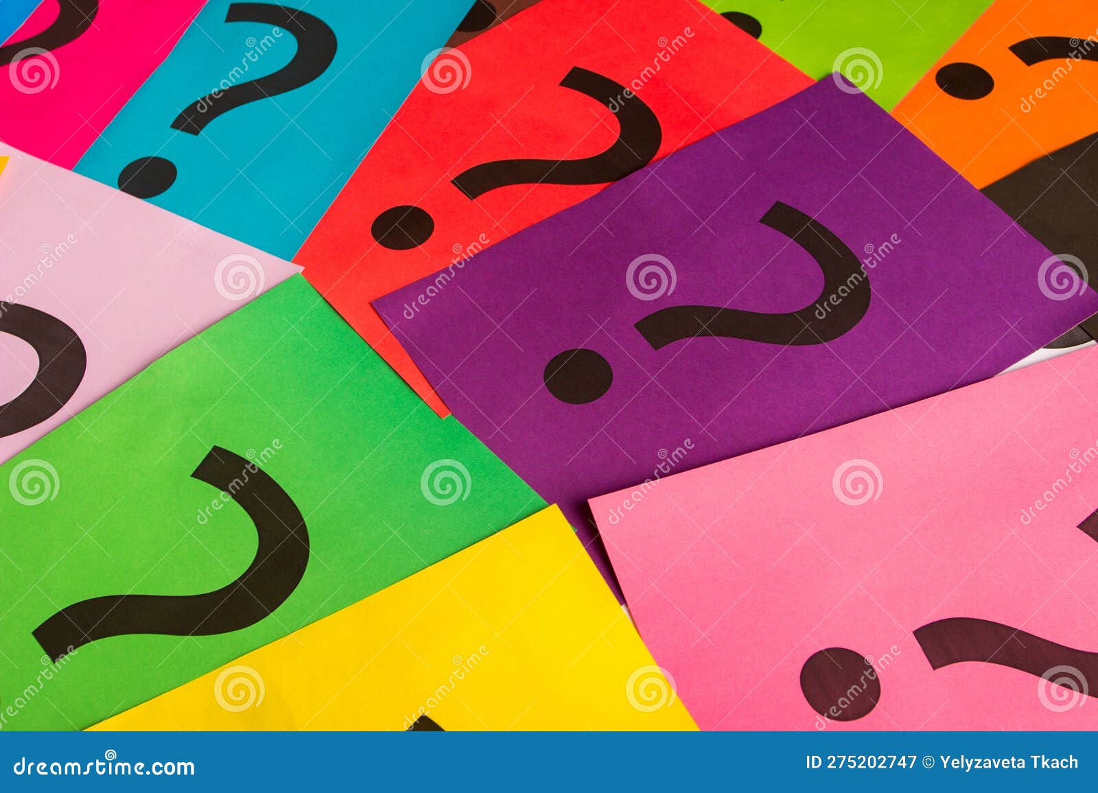 Black Question Marks on the Colored Papers Stock Image - Image of sign ...