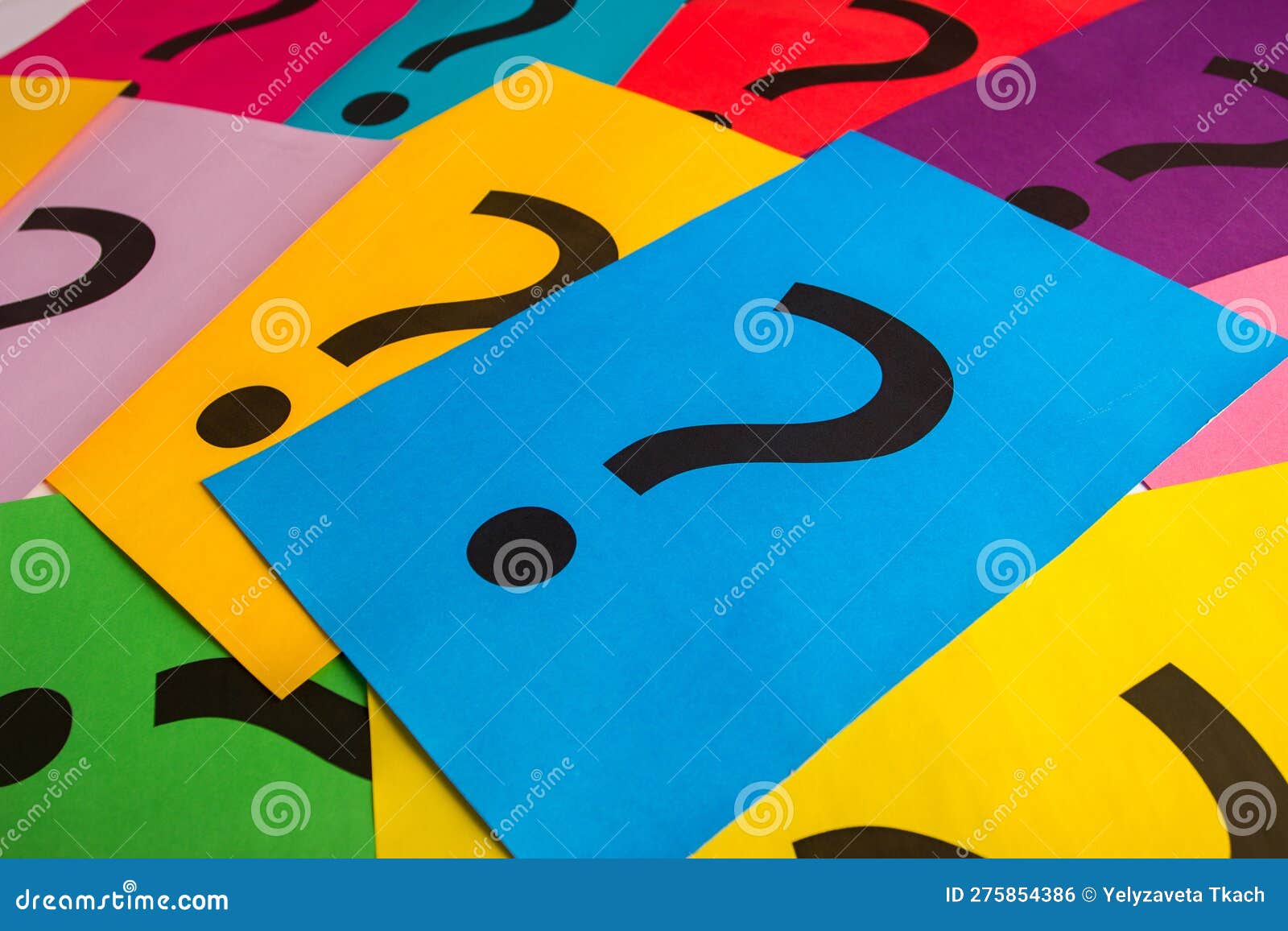 Black Question Marks on the Colored Papers Stock Photo - Image of ...