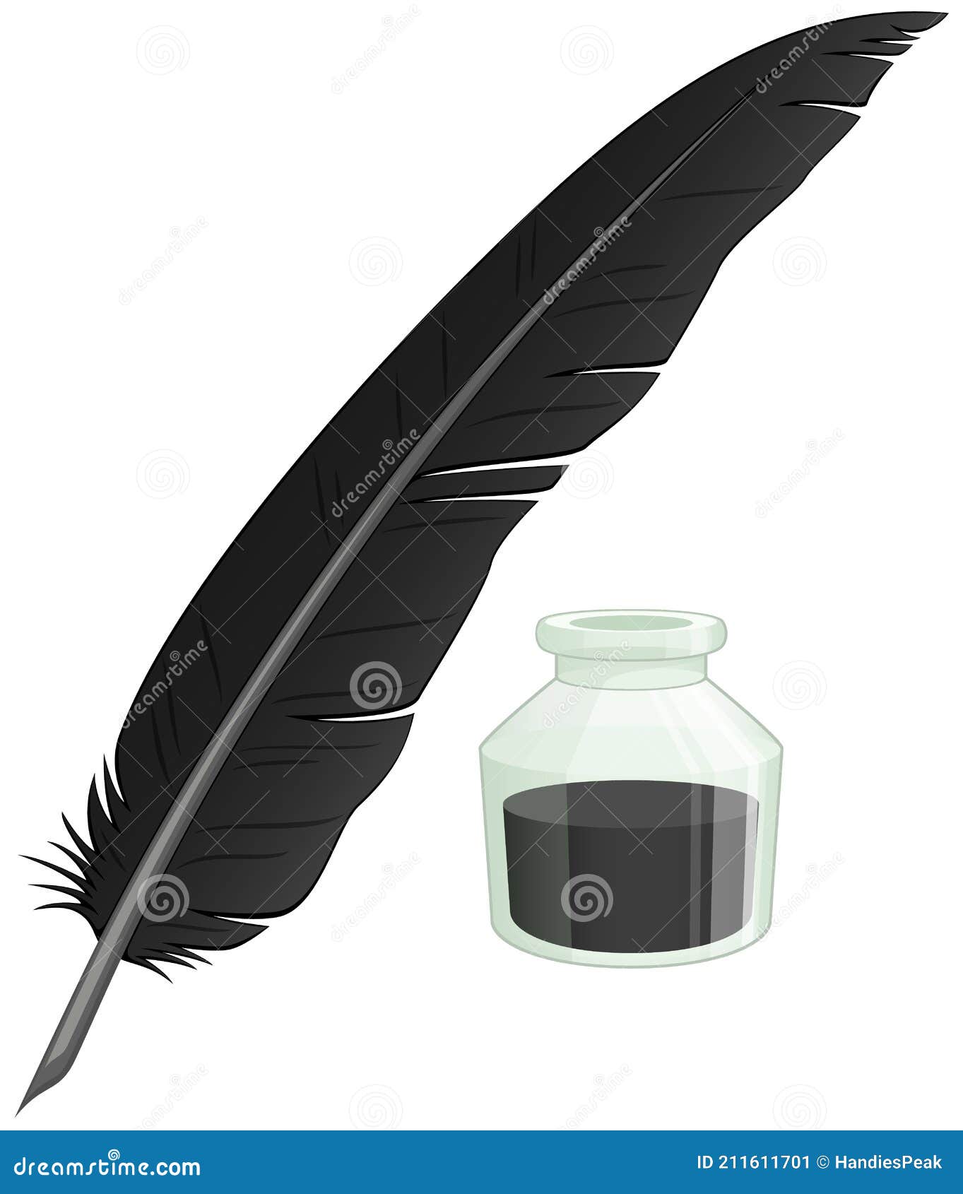 Black Quill and Glass Inkwell Stock Vector - Illustration of vector ...