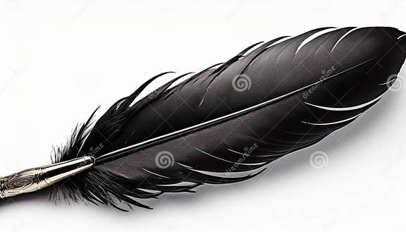 Black Quill Pen Isolate on White Background PNG Stock Illustration ...