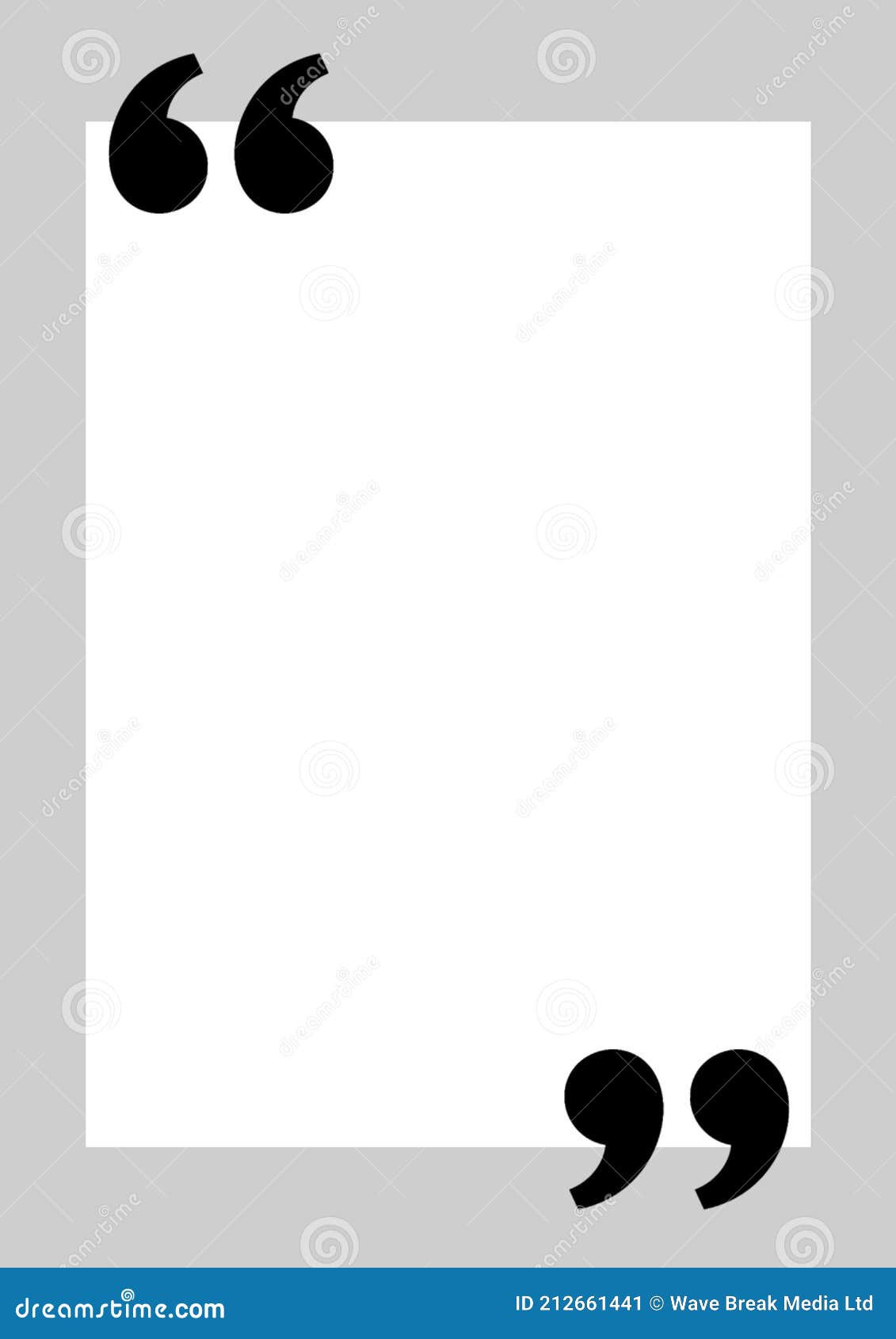 Black Quotation Marks with Copy Space on White Background with Grey ...
