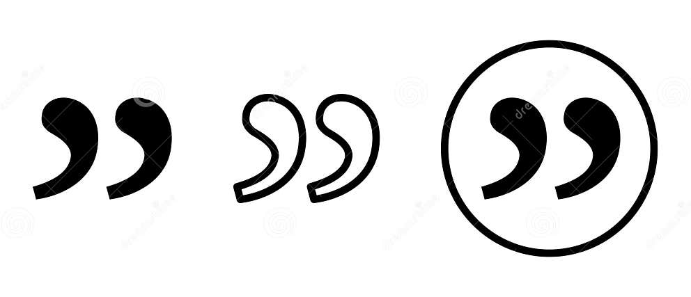 Black Quotation Marks in Various Styles, Including a Circular Frame ...