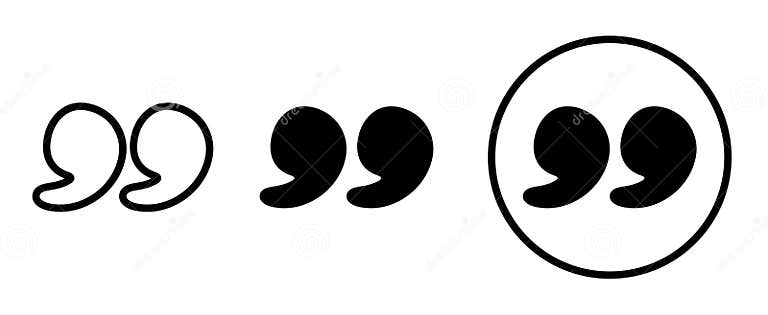 Black Quotation Marks in Various Styles, Including a Circular Frame ...