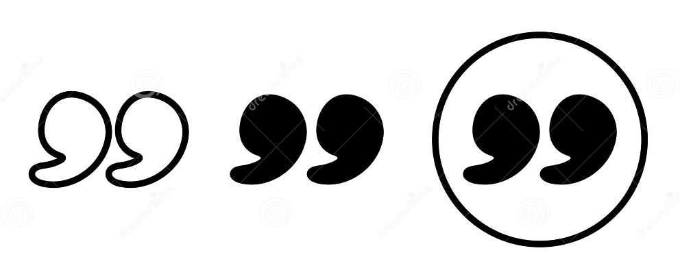 Black Quotation Marks in Various Styles, Including a Circular Frame ...