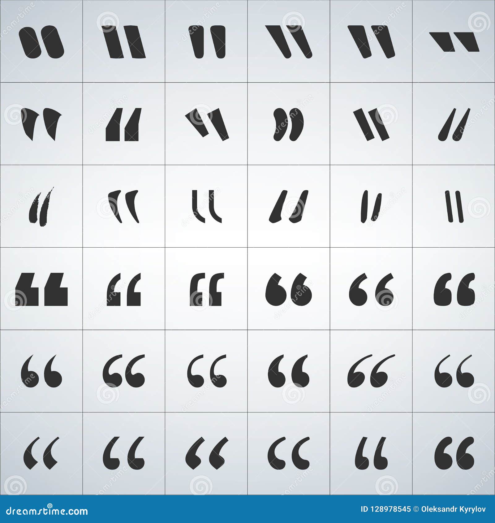 Quote Mark Grunge Texture Icon Set. Black Double Comma, Speech ...