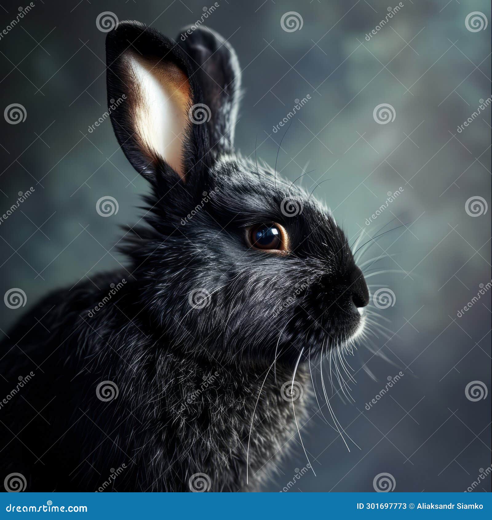 A Black Rabbit with Long Ears Stock Illustration - Illustration of ...