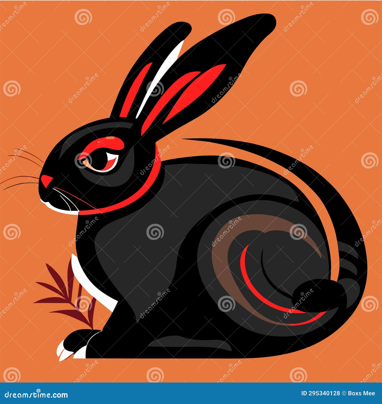 Black Rabbit on Orange Background. Vector Illustration. Eps 10 Stock ...