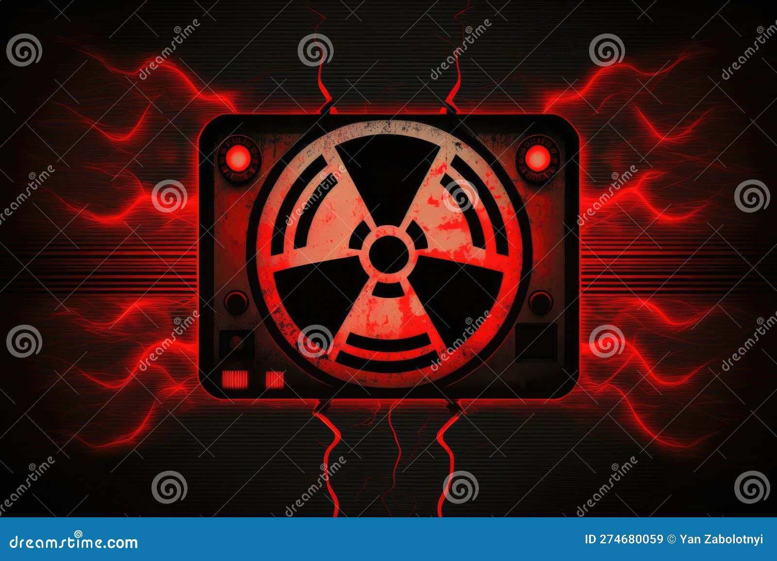 Black Radiation Symbol with Red Background. Generative AI Stock ...