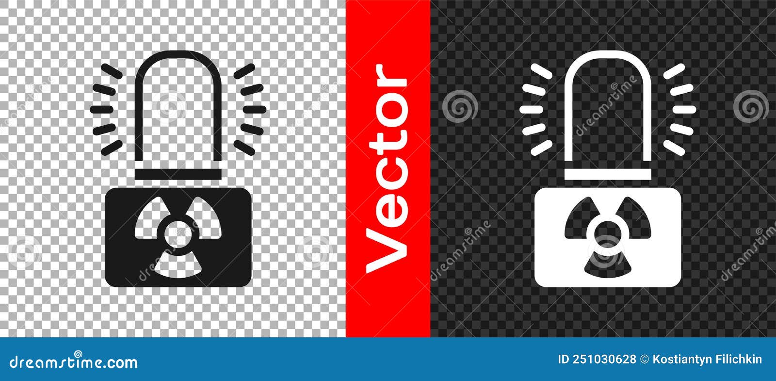 Black Radioactive Warning Lamp Icon Isolated on Transparent Background ...