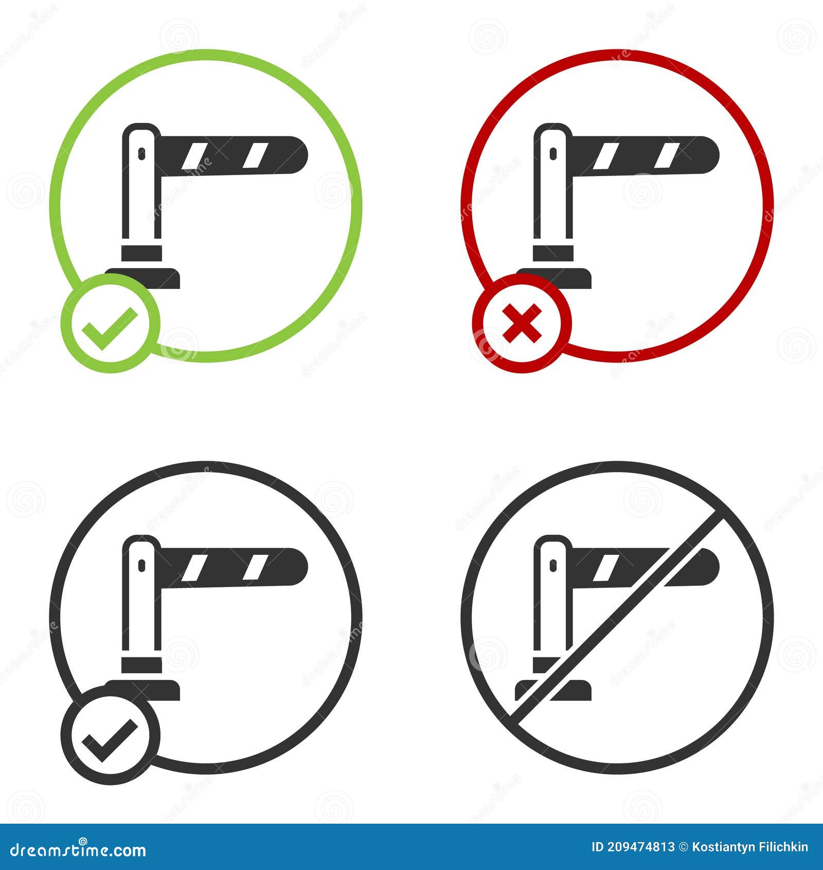 Black Railway Barrier Icon Isolated on White Background. Circle Button ...