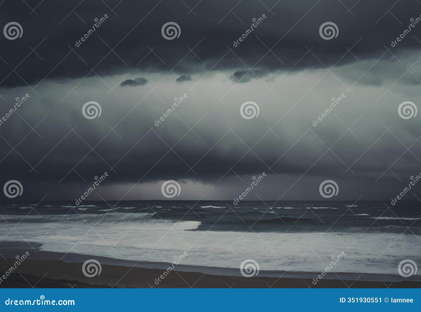 Black Rain Clouds Float Above the Sea, Ominous. Stock Illustration ...