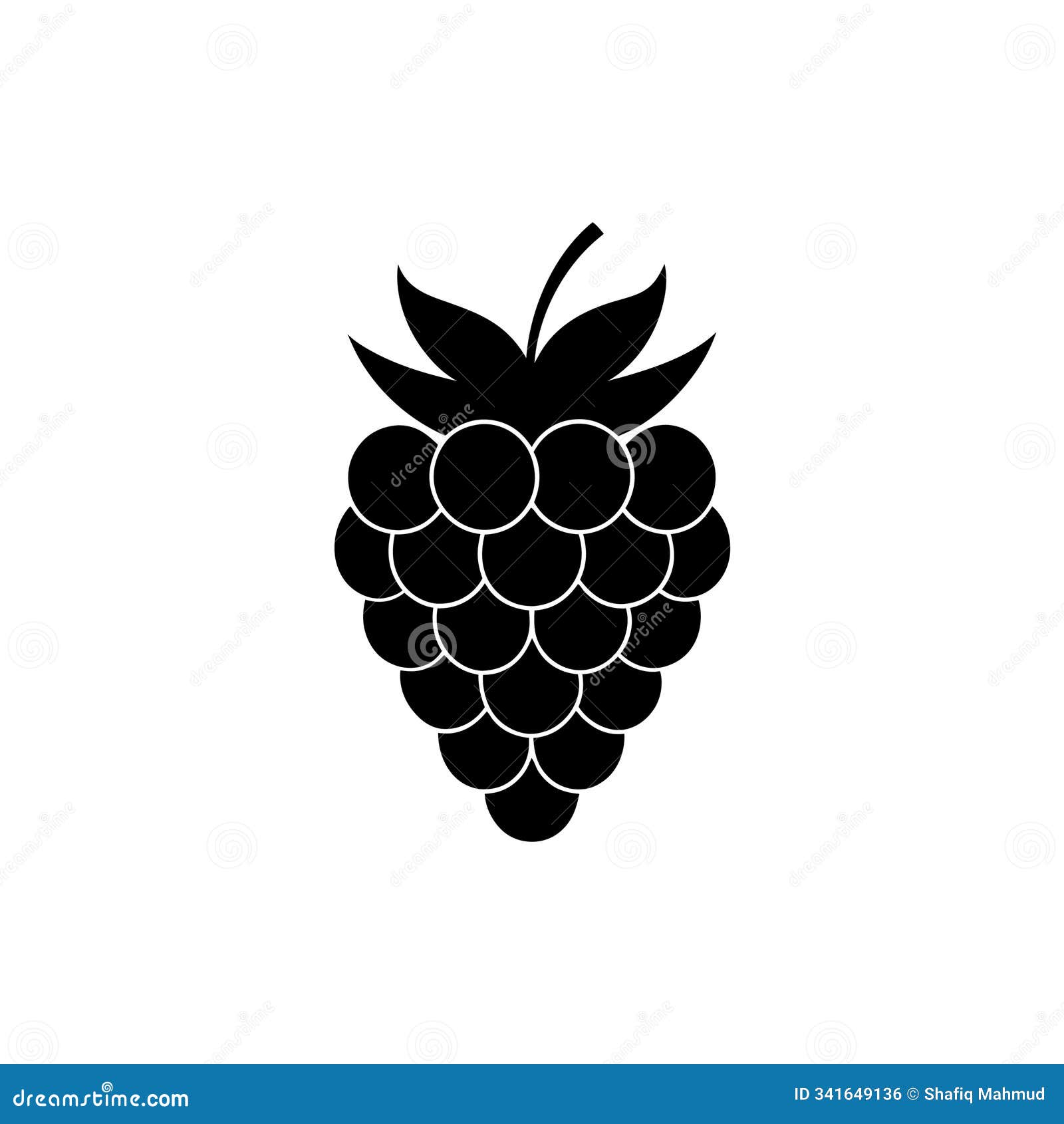 Black Raspberry Silhouette Icon with Leaves Stock Illustration ...