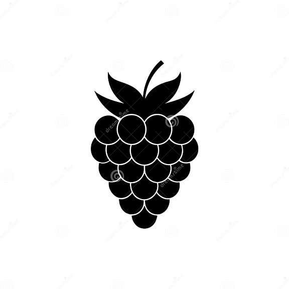 Black Raspberry Silhouette Icon with Leaves Stock Illustration ...