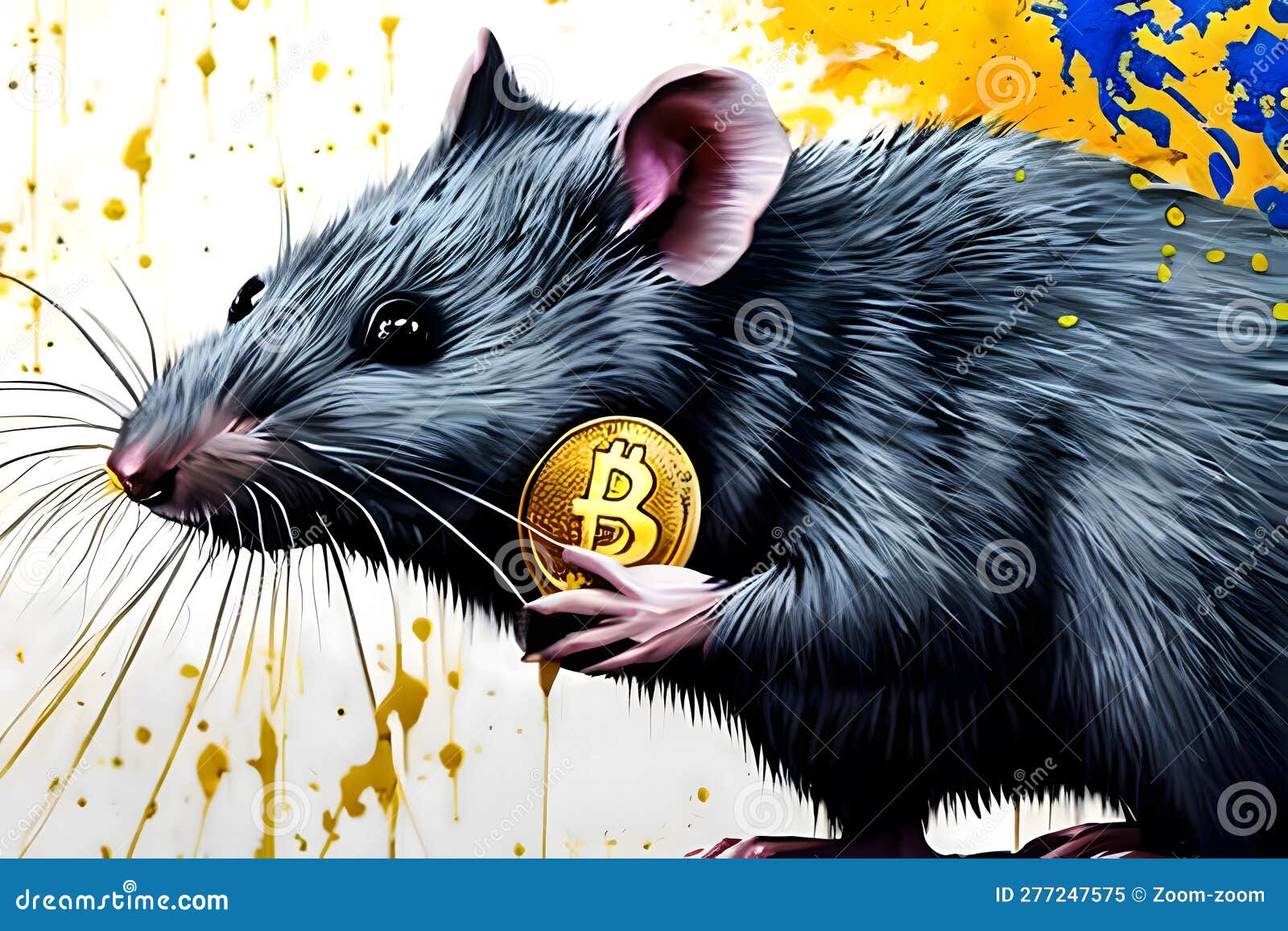 Black rat with Bitcoin stock illustration. Illustration of risk - 277247575