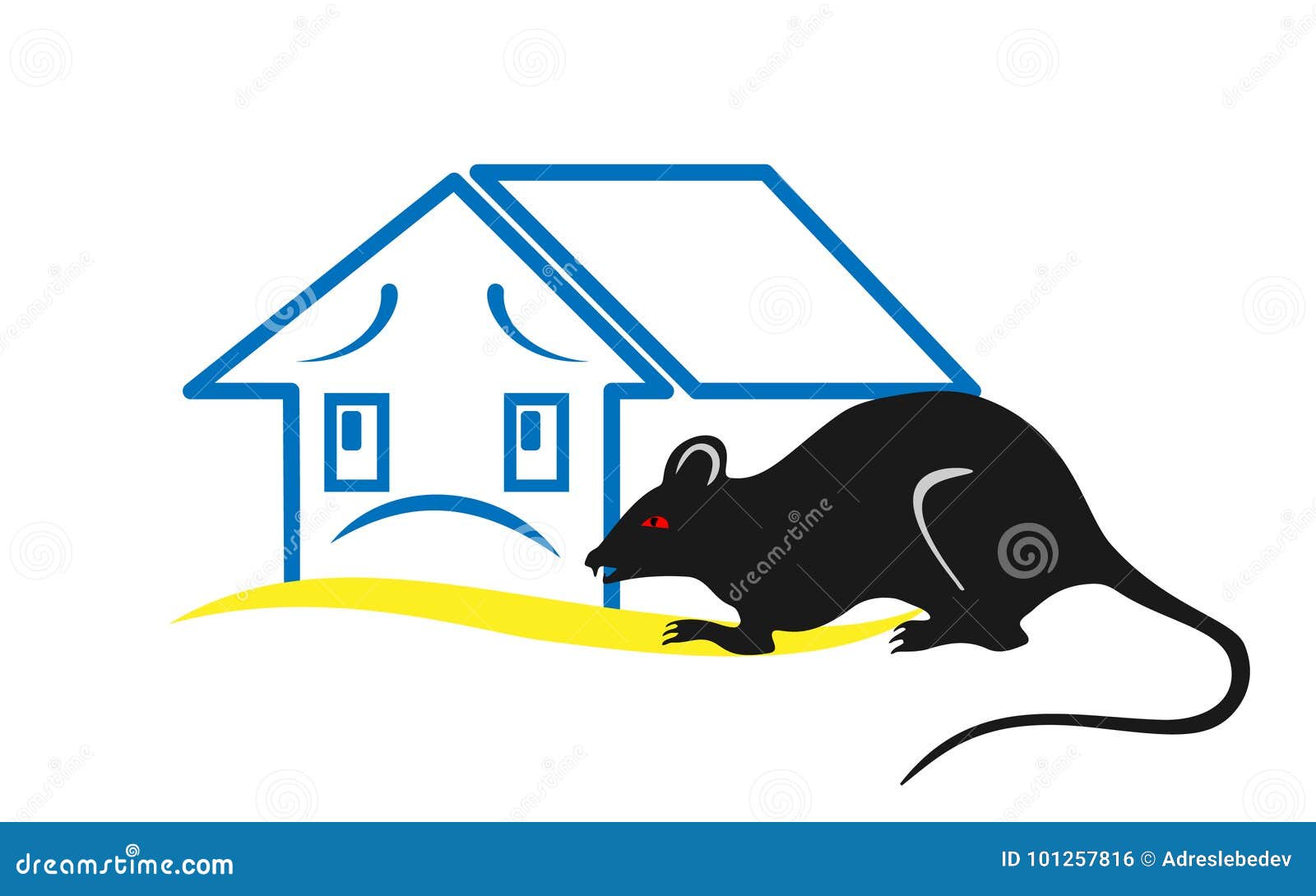 Black rat near a house stock vector. Illustration of mouse - 101257816