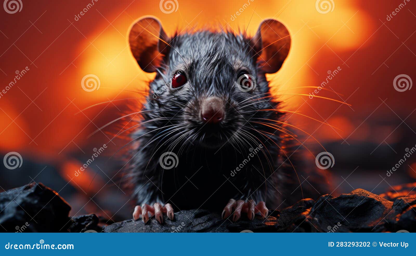 Black Rat with Red Eyes. Generative AI. Stock Illustration ...