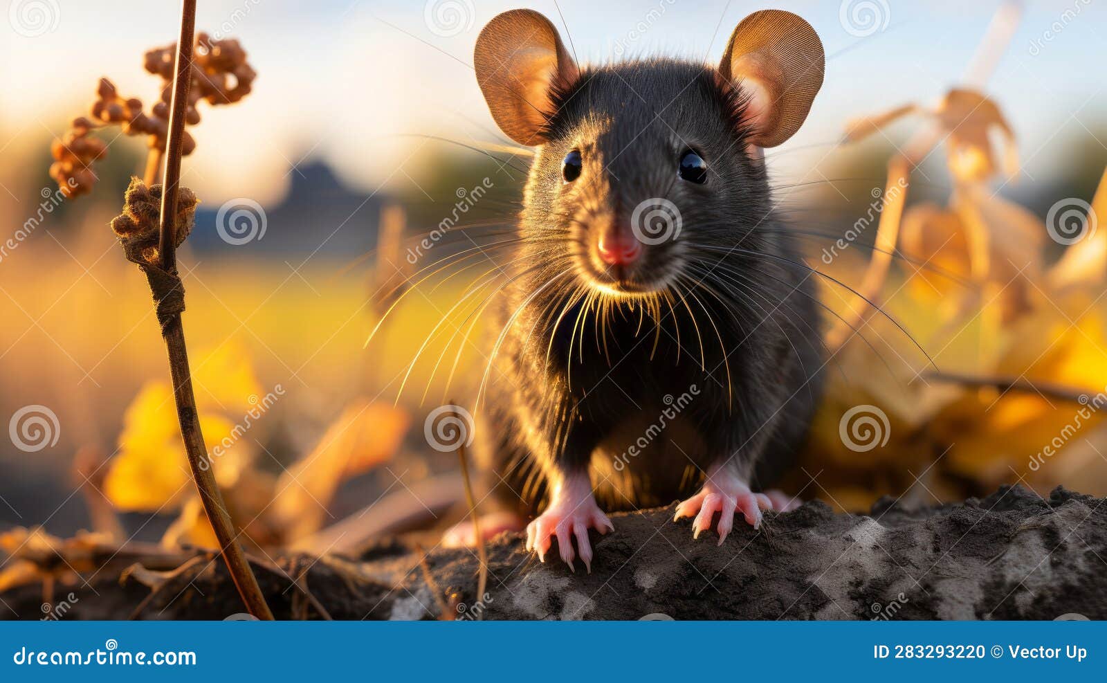 Black Rat with Red Eyes. Generative AI. Stock Illustration ...